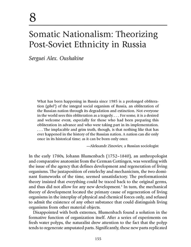 Somatic Nationalism: Theorizing Post-Soviet Ethnicity In Russia ...